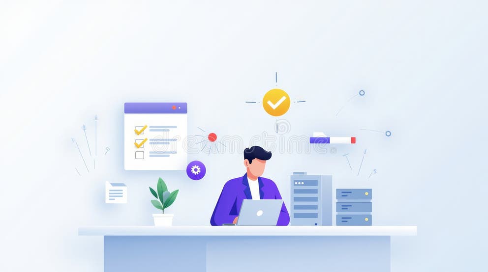 Minimalist Cybersecurity Professional in a Clean Modern Workspace Stock ...