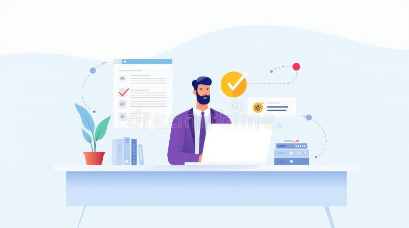Minimalist Cybersecurity Professional in a Clean Modern Workspace Stock ...