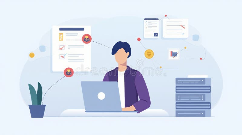 Minimalist Cybersecurity Professional in a Clean Modern Workspace Stock ...