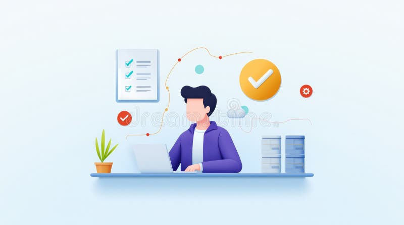 Minimalist Cybersecurity Professional in a Clean Modern Workspace Stock ...