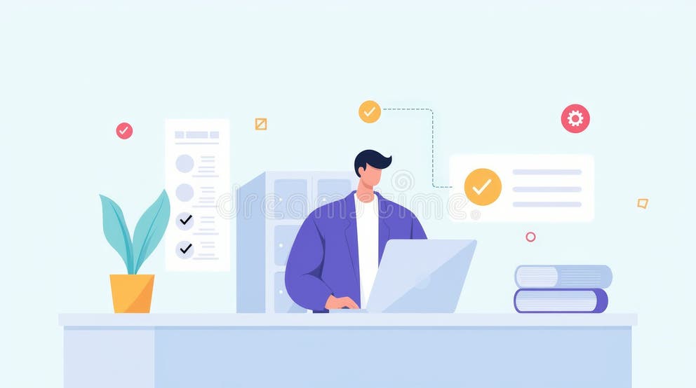 Minimalist Cybersecurity Professional in a Clean Modern Workspace Stock ...