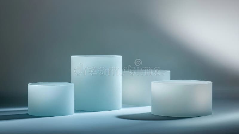 Minimalist Cylindrical Display Stands Illuminated in Subdued Light ...