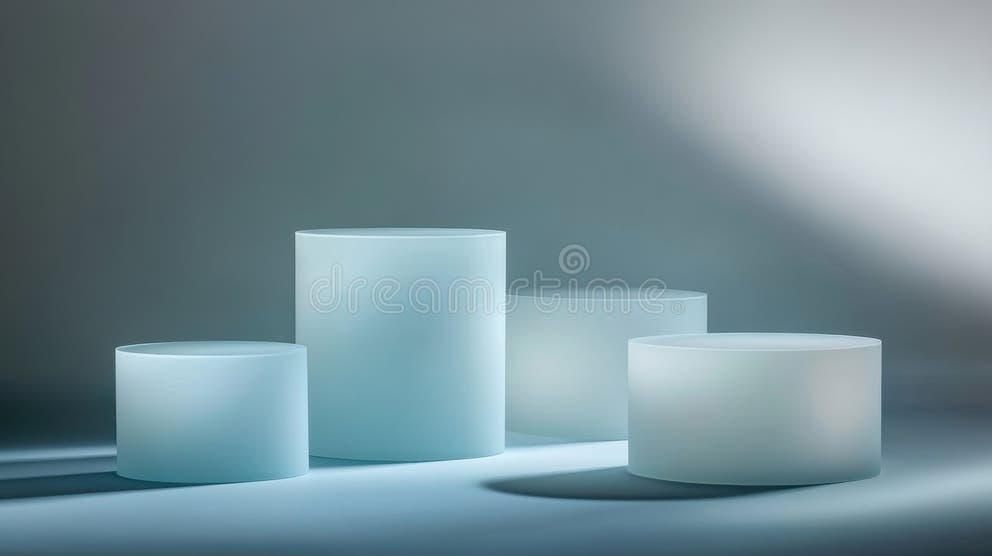 Minimalist Cylindrical Display Stands Illuminated in Subdued Light ...