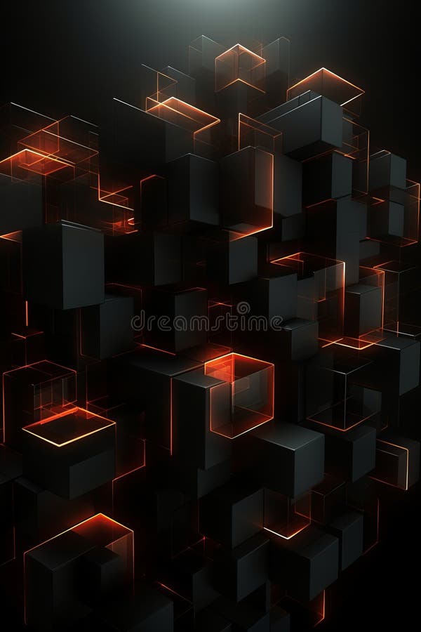 Minimalist 3d Abstract Dark Cube Background with Geometric Shapes for ...