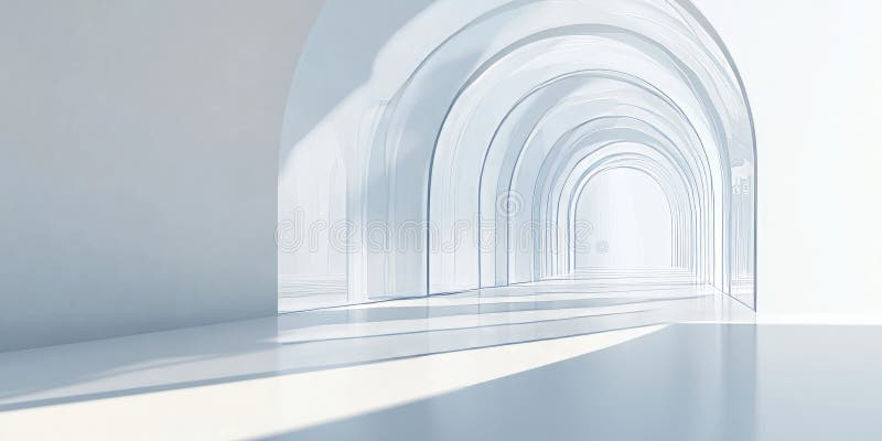 A Minimalist 3D Background Displaying an Elegantly Curved Glass Archway ...