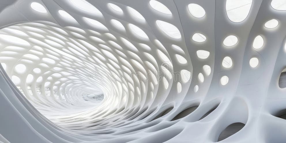 A Minimalist 3D Background Displaying a Series of White, Curved ...