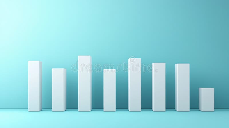 Minimalist 3d Bar Graph on Blue Background for Business Design Concept ...