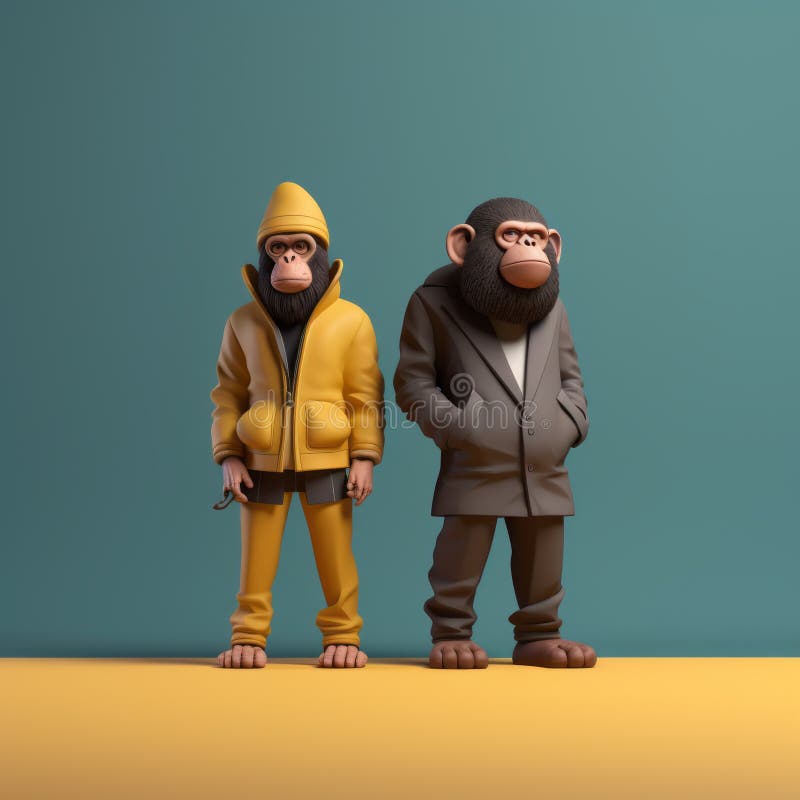 Minimalist 3d Chimpanzees: Ape and Joseph Stock Illustration ...