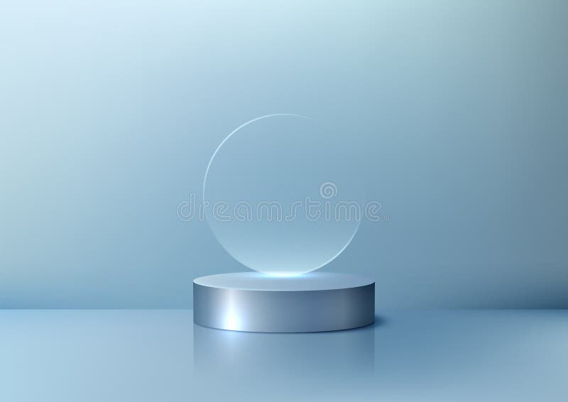 Minimalist 3D Circular Podium with Hovering Translucent Circle on Soft ...