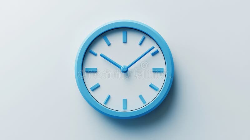 Minimalist 3d Clock Icon with Blue Frame on Light Background, Modern ...