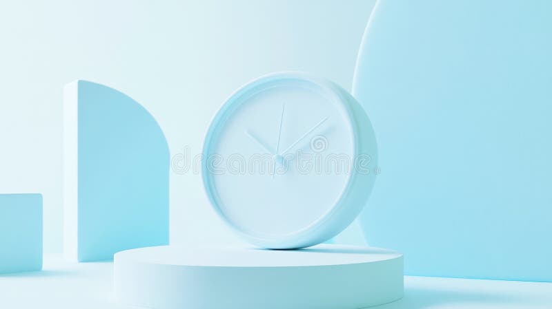 Minimalist 3d Clock Icon with Blue Frame on Light Background, Modern ...