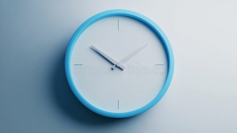 Minimalist 3d Clock Icon with Blue Frame on Light Background, Modern ...