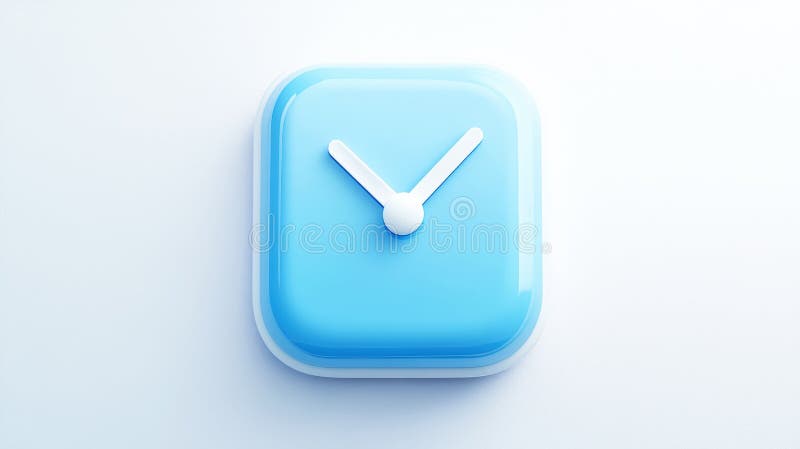 Minimalist 3d Clock Icon with Blue Frame on Light Background, Modern ...
