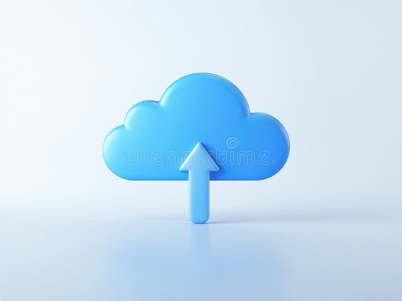 A Minimalist 3D Cloud Upload Icon with Soft Blue Gradients, Floating ...