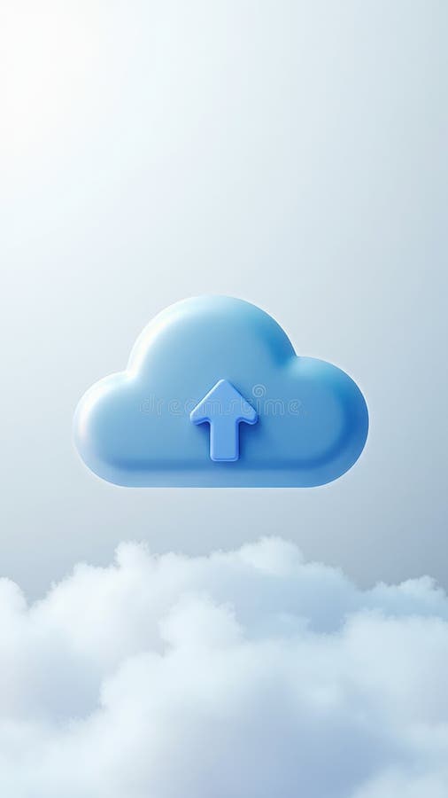 A Minimalist 3D Cloud Upload Icon with Soft Blue Gradients, Floating ...