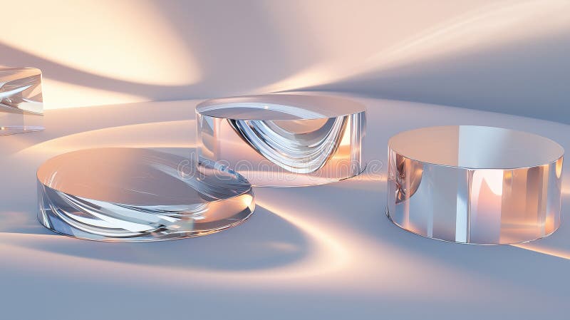 Minimalist 3D Composition with Reflective and Transparent Shapes ...