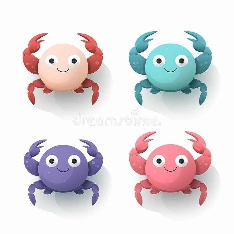 Minimalist 2d Crab Icon Pack Stock Illustration - Illustration of ...