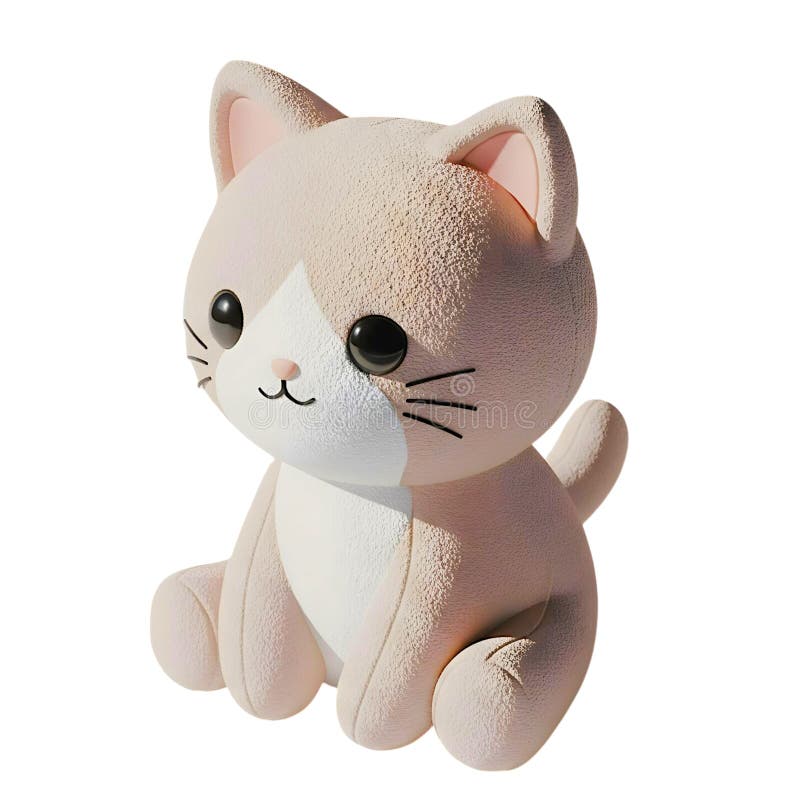 Minimalist 3D Cute Cat in Cheerful and Fun Design Stock Photo ...