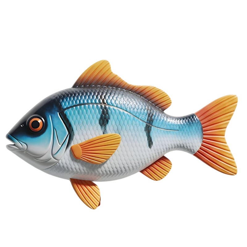 Minimalist 3D Cute Fish in Cheerful and Fun Design Stock Image ...