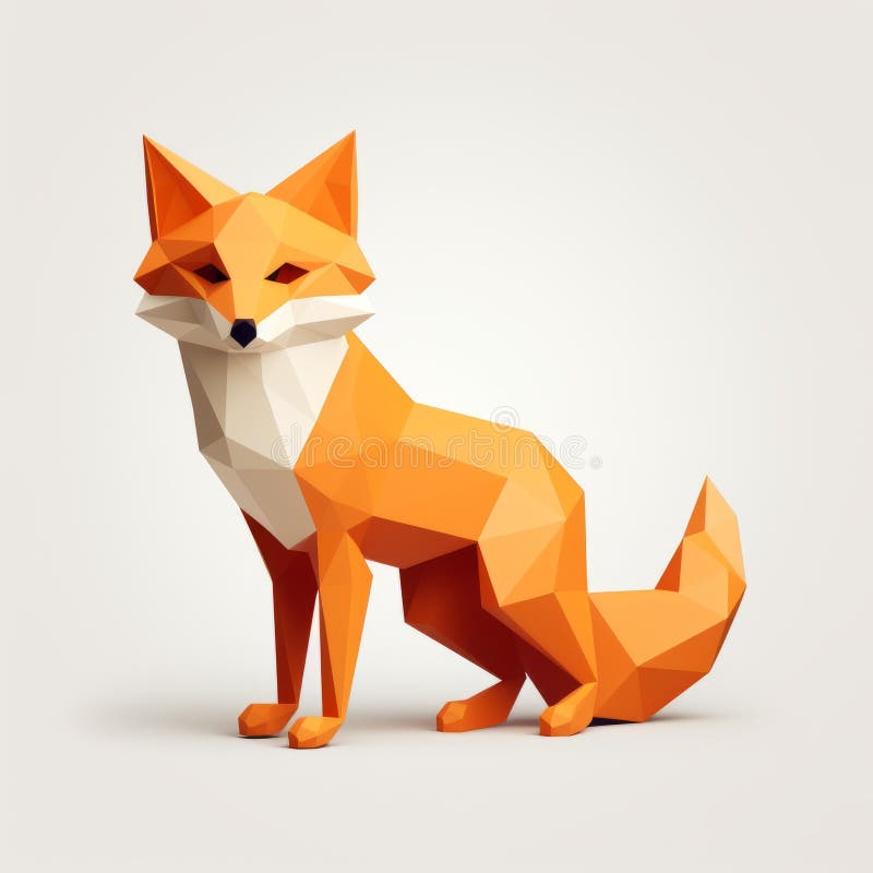 Minimalist 3d Fox: Low Poly Image with Bold Geometric Forms Stock ...