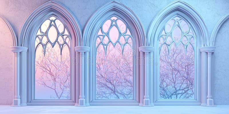 Minimalist 3D Gothic Frame Featuring Elegant Arches and Glass Stock ...