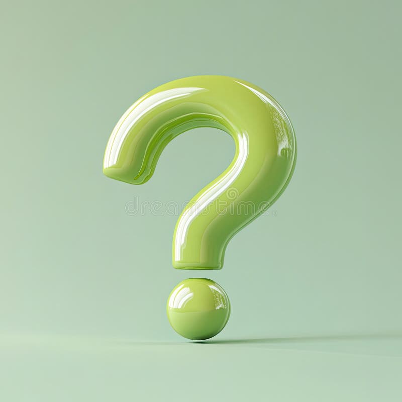 Minimalist 3D Green Question Mark Icon on Light Green Background Stock ...
