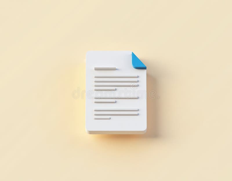 Minimalist 3D Icon of a Document with a Blue Corner on a Beige ...