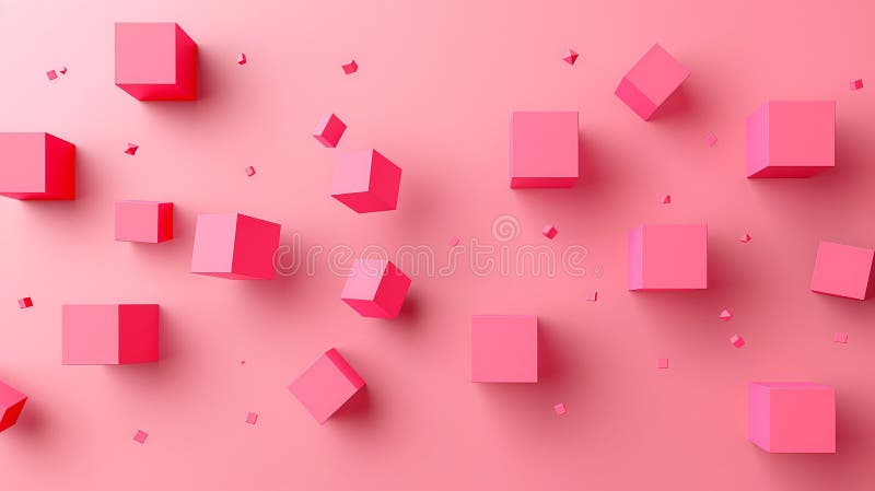 Minimalist 3D Illustration of Pink Cubes Floating on a Pink Background ...