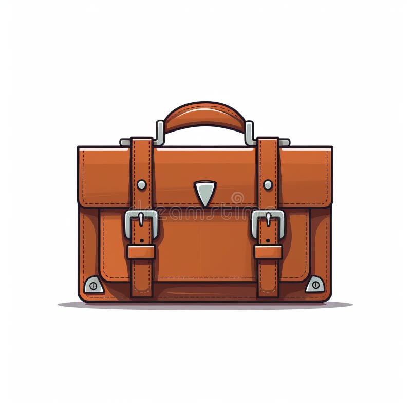 Minimalist 2d Illustration of Leather Briefcase Stock Illustration ...