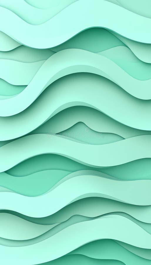 Minimalist 3D Low Profile Wave Texture Pattern, Delicate Light Mint ...