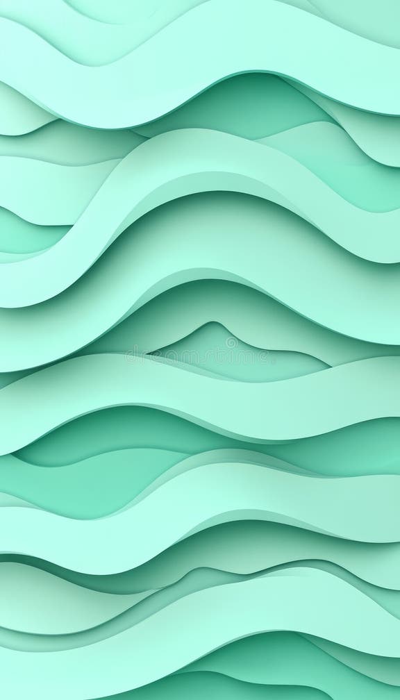 Minimalist 3D Low Profile Wave Texture Pattern, Delicate Light Mint ...