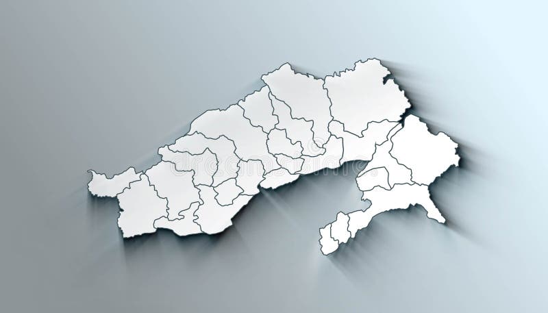 Minimalist 3D Map of Arunachal Pradesh a Districts of India with ...