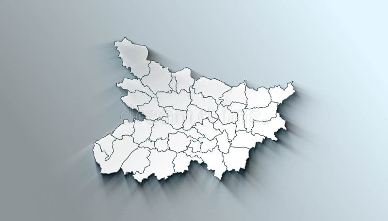 Minimalist 3D Map of Bihar a Districts of India with Borders Stock ...