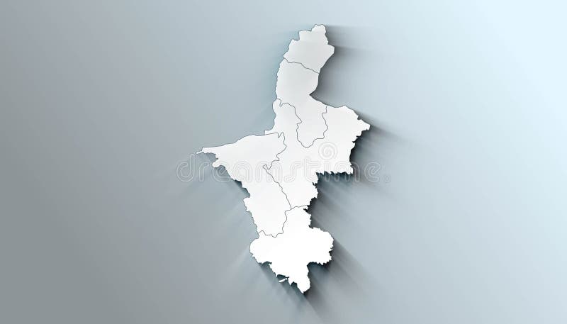 Minimalist 3D Map of Ningxia China Province with District Borders Stock ...