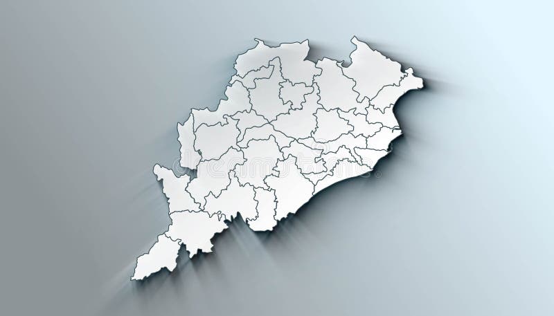 Minimalist 3D Map of Odisha a Districts of India with Borders Stock ...