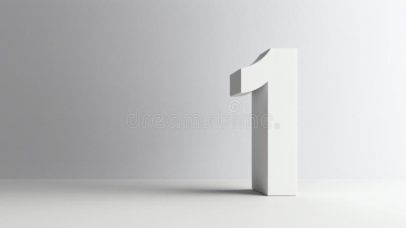 Minimalist 3D Number One stock illustration. Illustration of ...