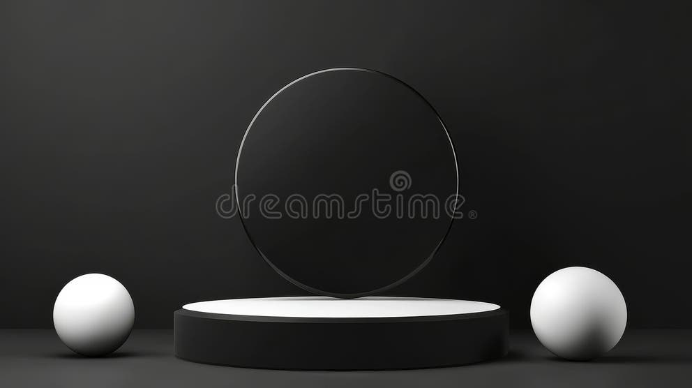 Minimalist 3D Podium with Floating Circle and Spheres a Striking ...