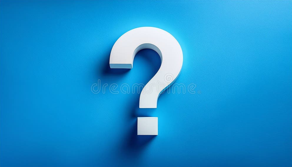 Minimalist 3D Question Mark on Bright Blue Backdrop. FAQ and QA Stock ...