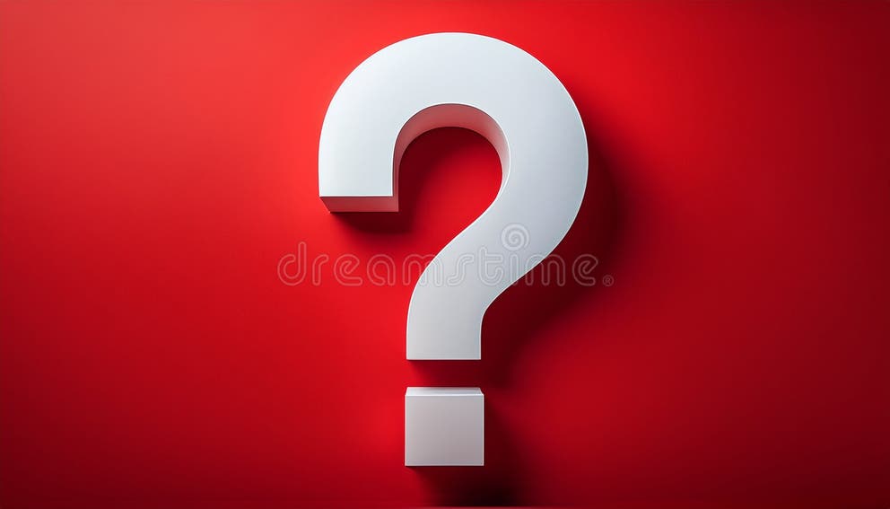 Minimalist 3D Question Mark on Bright Red Backdrop. FAQ and QA Stock ...