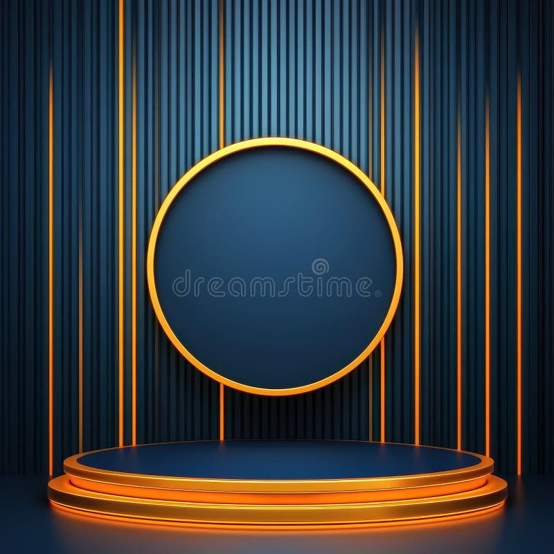 Abstract Blue and Gold Circle Platform. Stock Illustration ...