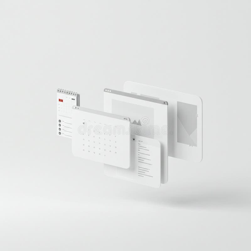 A Minimalist 3D Render Featuring Several Floating, Translucent ...