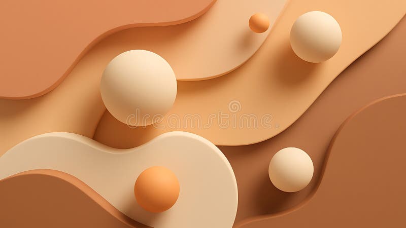 Abstract Earth Tones with Spheres and Wavy Layers Stock Illustration ...