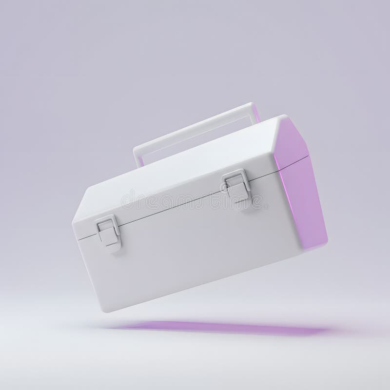 Floating White Tool Box with Lavender Accents: a Minimalist 3D Render ...