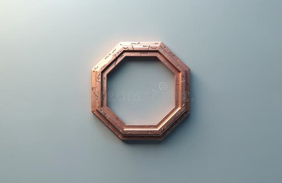 Minimalist 3D Render Illustration Features Octagonal Rose-gold Frame ...