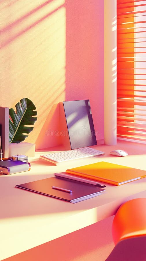 Minimalist 3D Render of Office Supplies and Abstract Patterns for a ...