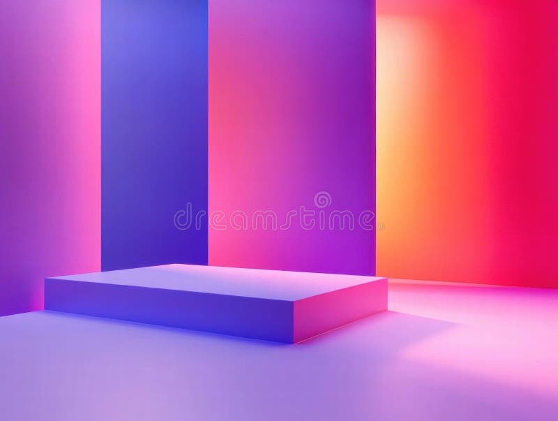 Minimalist 3D Render of a Purple Platform Against Vibrant Backgrounds ...