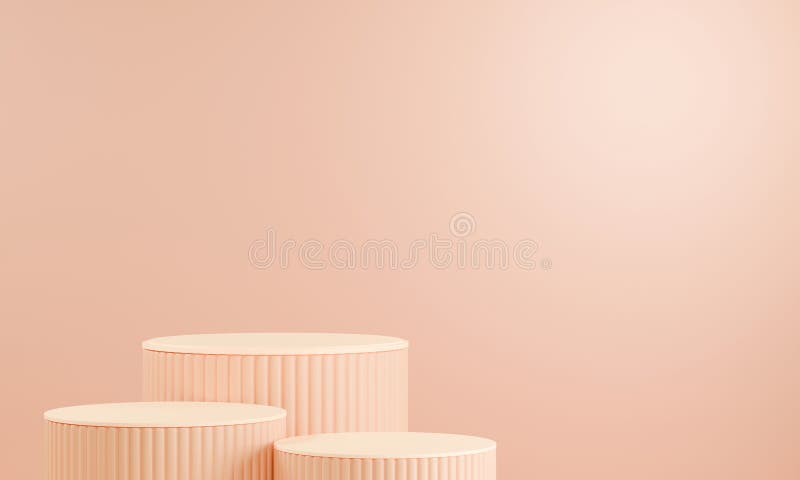 Minimalist 3D Render: Three Empty Pastel Pink Cream Cylindrical Product ...