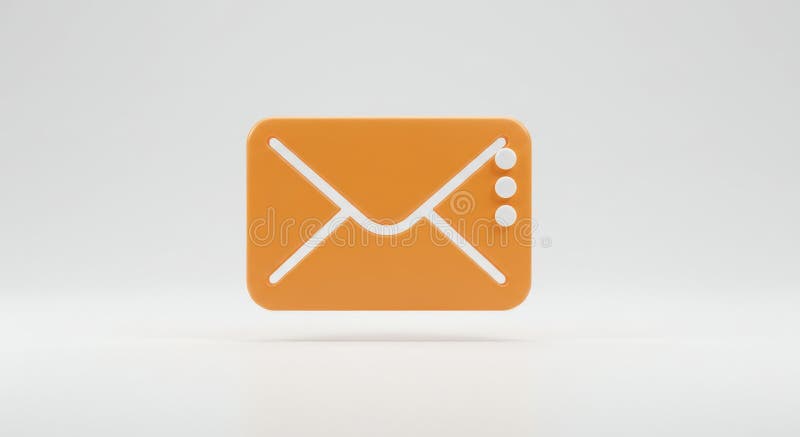 3D Orange Envelope Icon stock illustration. Illustration of advertising ...