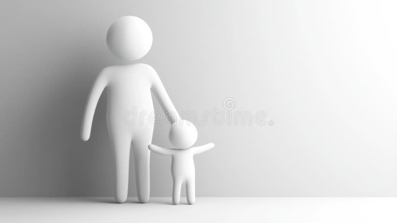 A Minimalist 3D Rendering of a Parent and Child Holding Hands, AI Stock ...