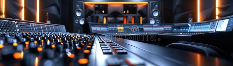A Minimalist 3D Rendering of a Recording Studio Control Room Stock ...